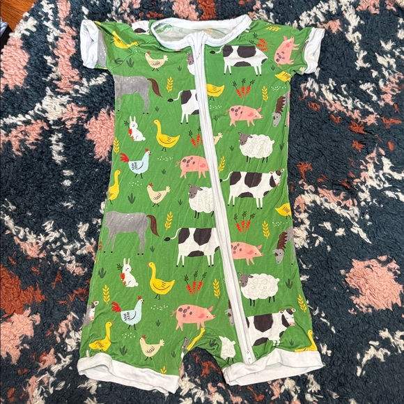 Little Sleepies | One Pieces | Little Sleepies Green Farm Animal Print ...